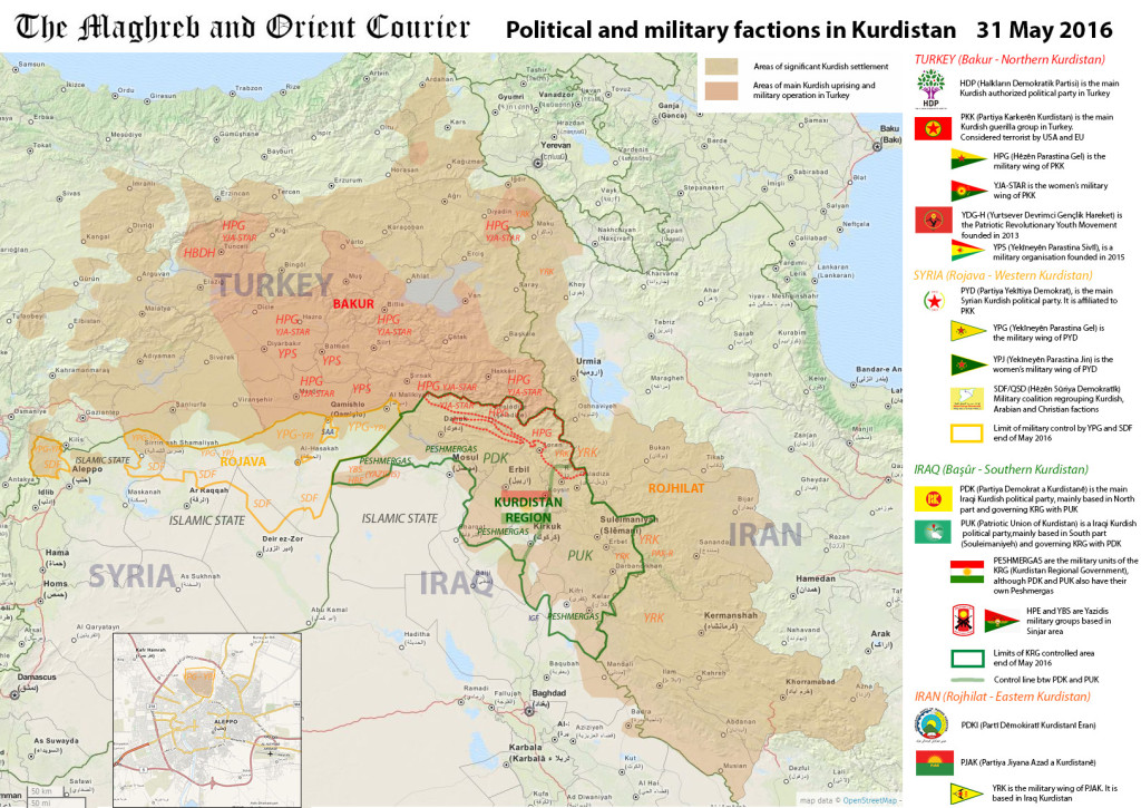 ARAB WORLD MAP (Kurdistan) – Political and military factions in ...